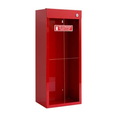Break Glass Metal Fire Extinguisher Cabinet, Red — Mann Supply
