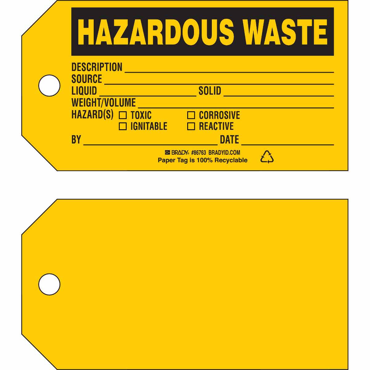 HAZARDOUS WASTE Production Tags - Pack of 100 for Safety Compliance ...