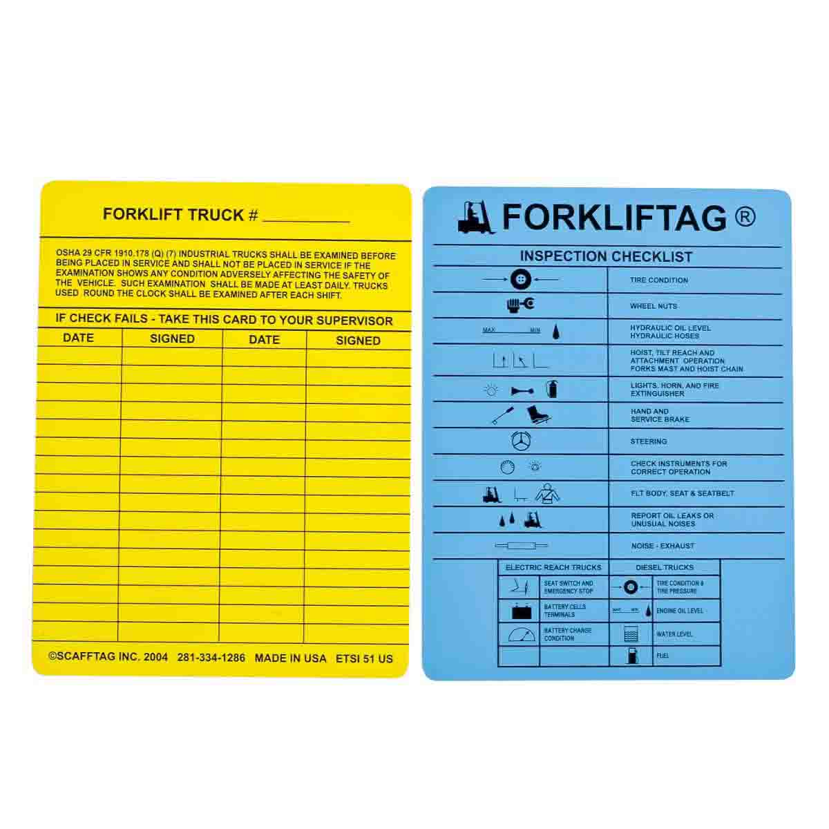 Buy Forklift Tag Inserts - Pack of 100 for Safety Compliance — Mann Supply